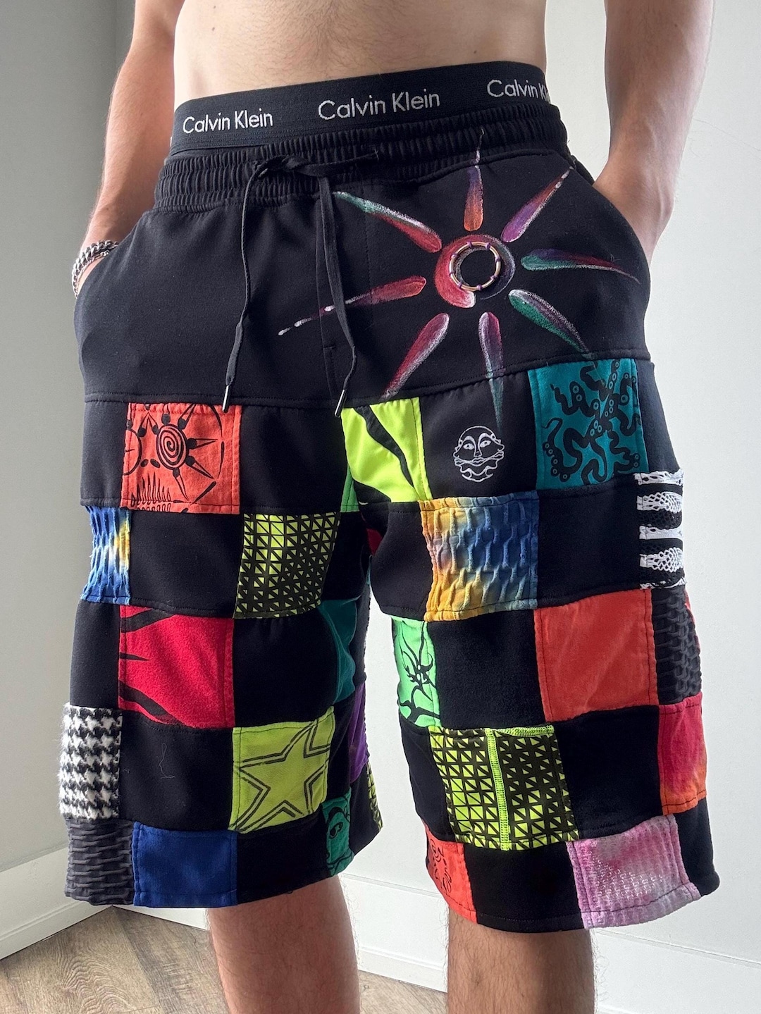 1 of 1 Rainbow Checker Patchwork Jorts - Etsy