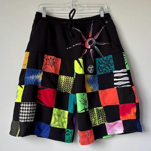 1 of 1 Rainbow Checker Patchwork Jorts - Etsy