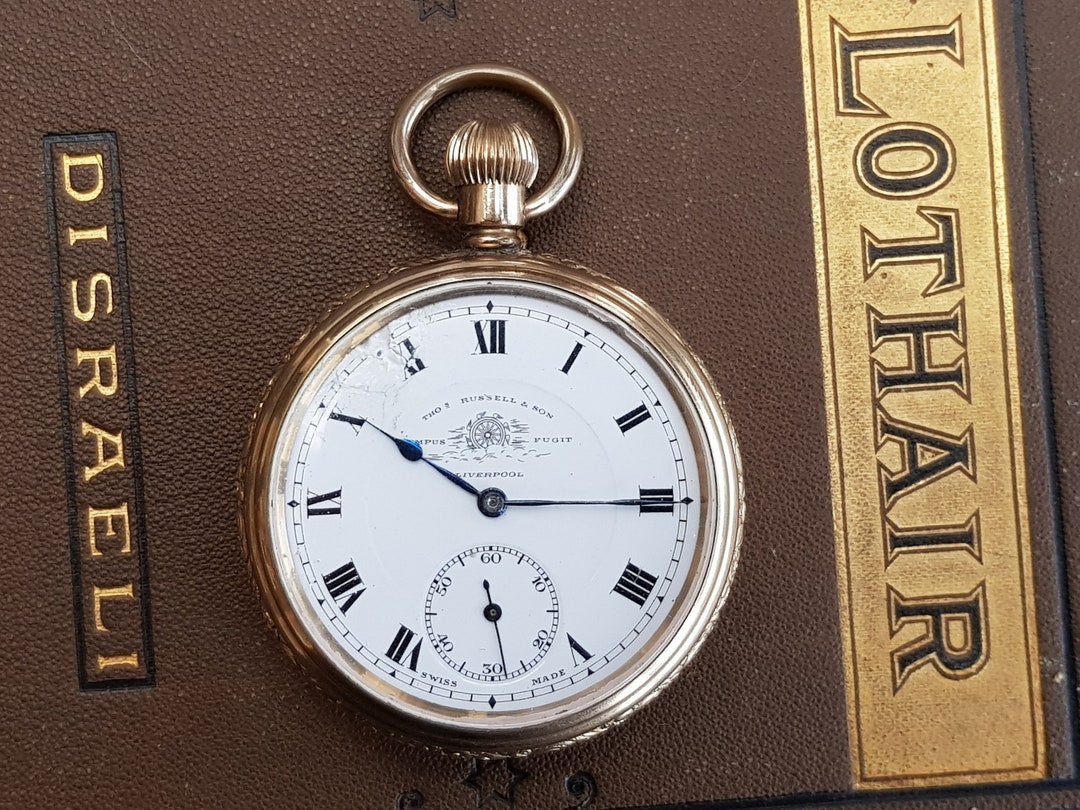 Antique-10k Gold Filled Pocket Watch-thomas Russell Liverpool-illinois ...