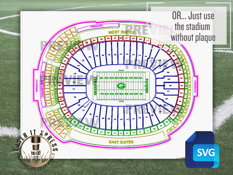 Lambeau Field Layered Stadium With Cheese Head Plaque - Digital SVG - Etsy