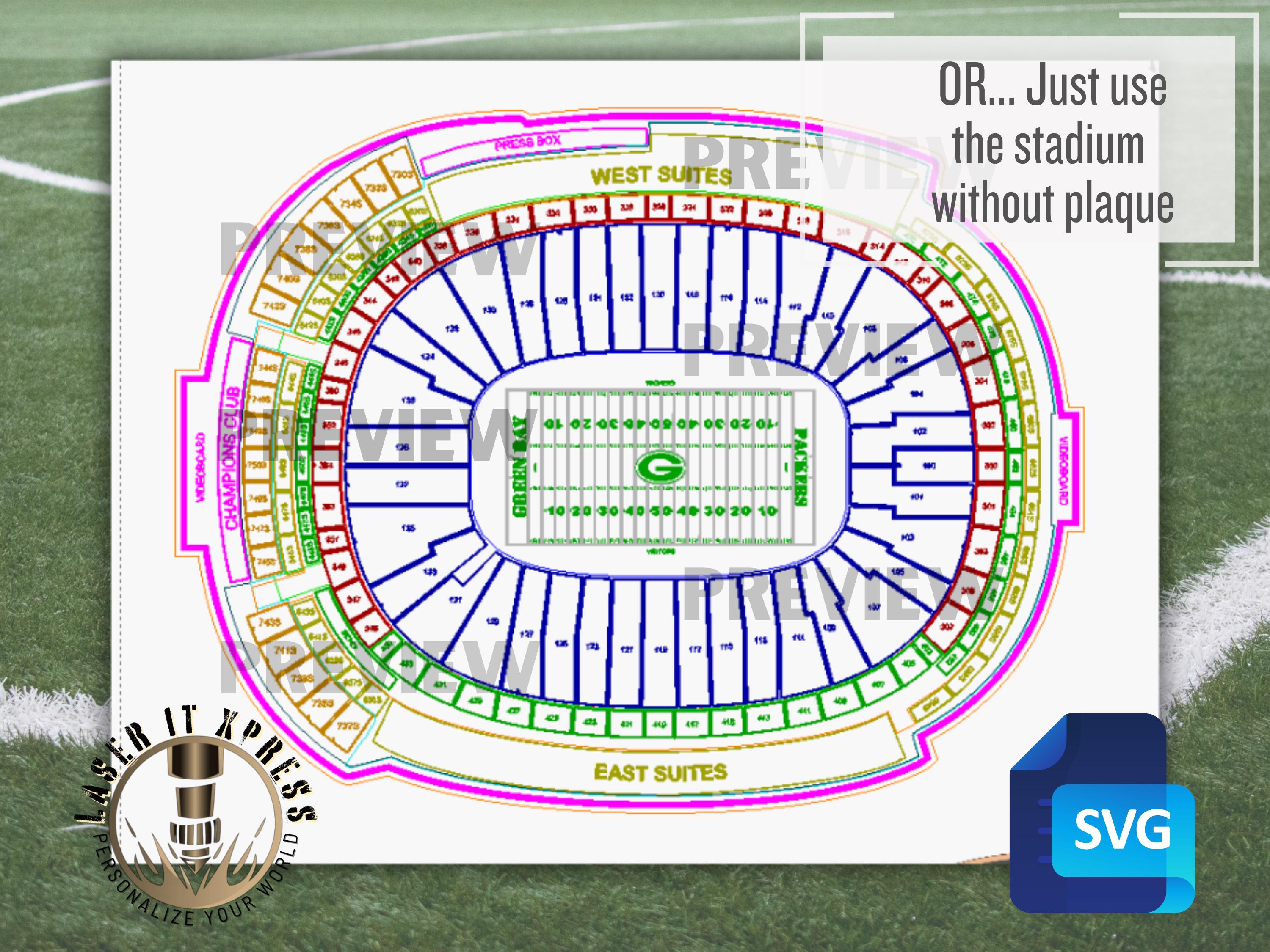 Lambeau Field Layered Stadium With Cheese Head Plaque - Digital SVG - Etsy