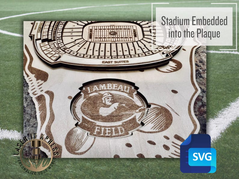 Lambeau Field Layered Stadium With Cheese Head Plaque - Digital SVG - Etsy