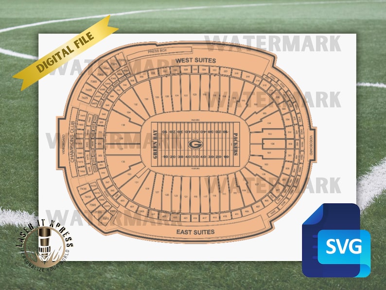 Lambeau Field Layered Stadium With Cheese Head Plaque - Digital SVG - Etsy