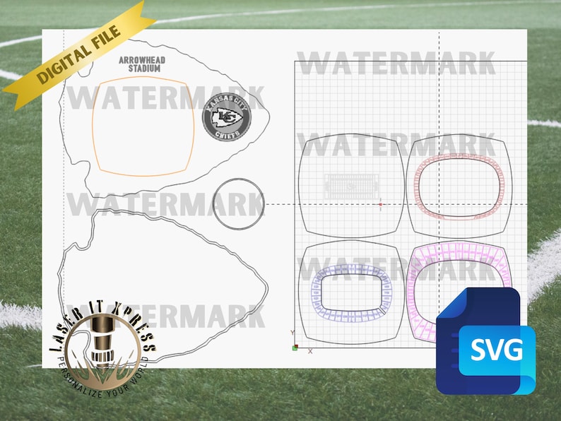 Chiefs Layered Stadium With Arrowhead Plaque - Digital SVG - Etsy