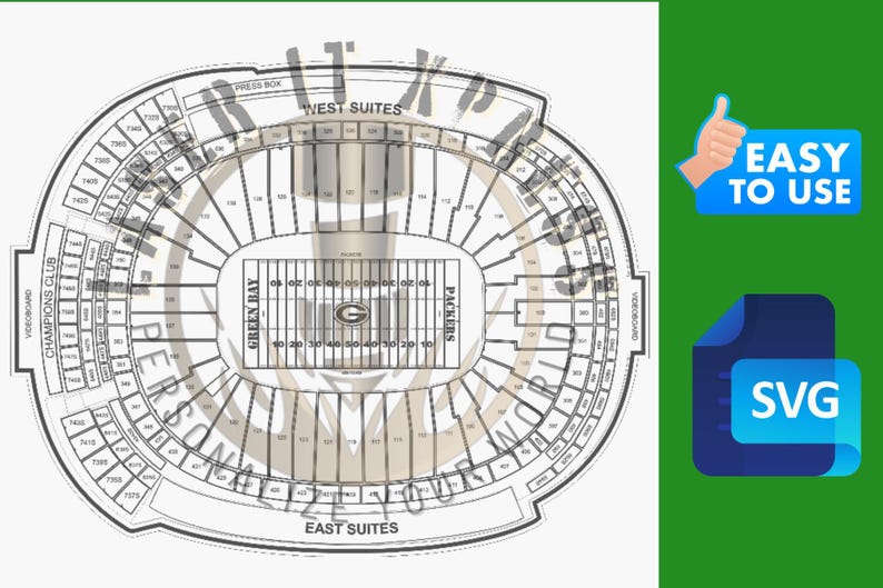 Lambeau Field Layered Stadium - Digital SVG - Etsy
