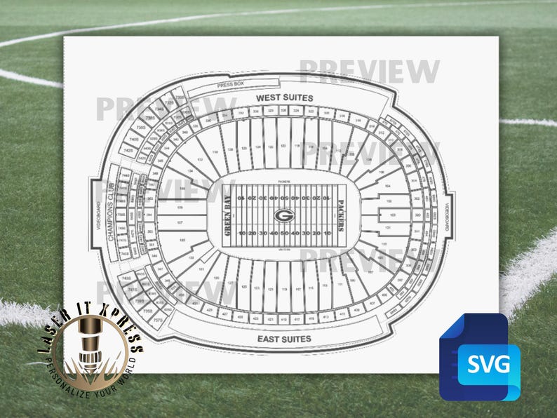 Lambeau Field Layered Stadium With Cheese Head Plaque - Digital SVG - Etsy