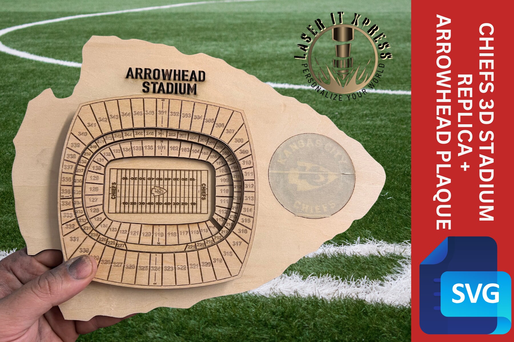Chiefs Layered Stadium With Arrowhead Plaque Digital SVG - Etsy