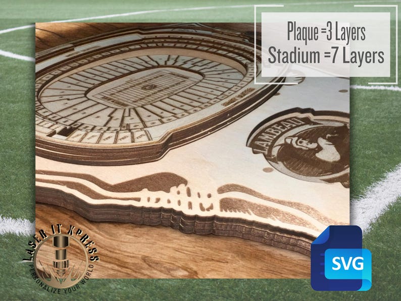 Lambeau Field Layered Stadium With Cheese Head Plaque - Digital SVG - Etsy