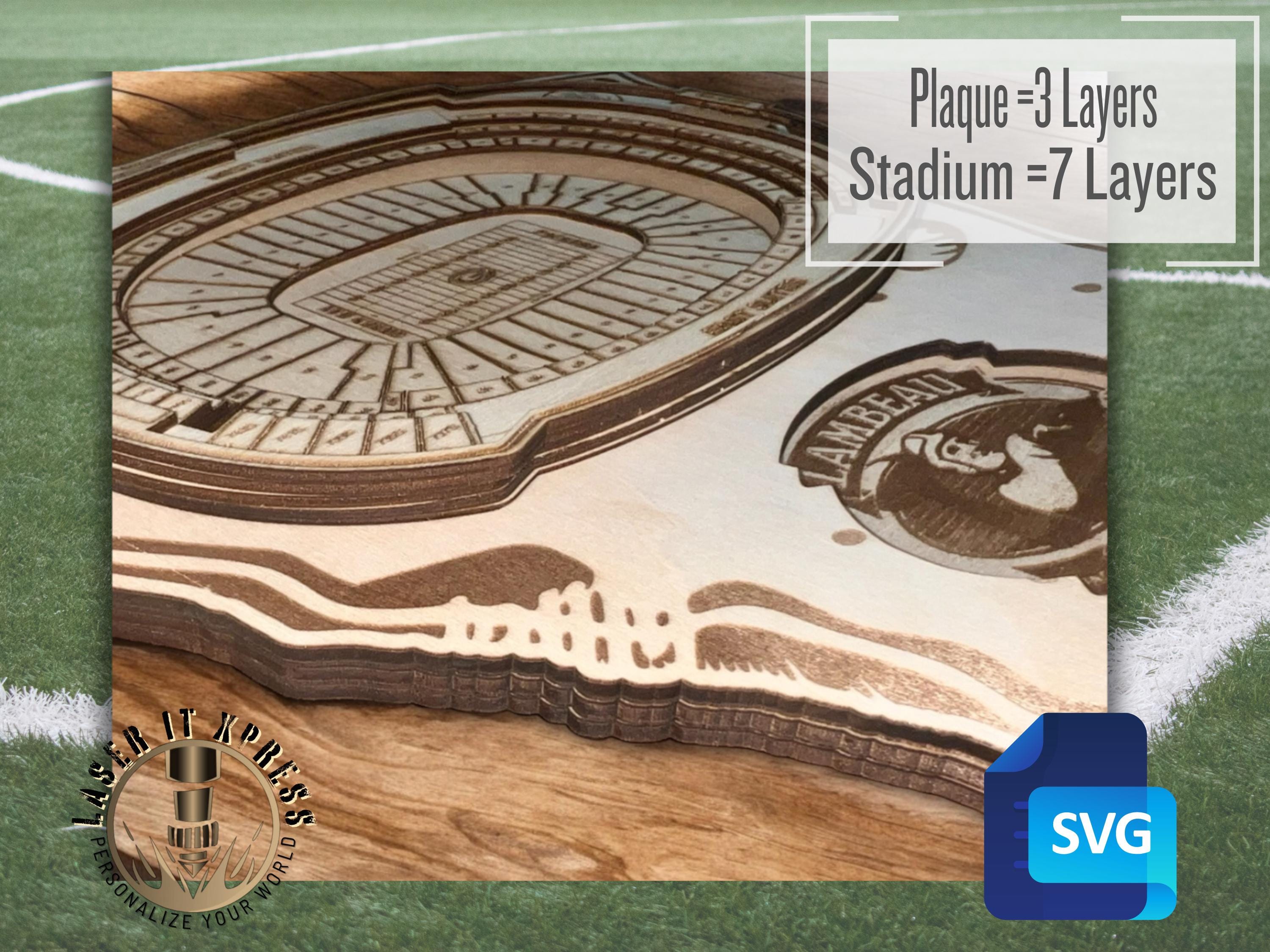 Lambeau Field Layered Stadium With Cheese Head Plaque - Digital SVG - Etsy