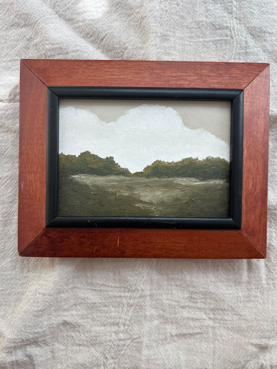 Mini Landscape Painting in Vintage Frame Landscape Art Oil Landscape ...