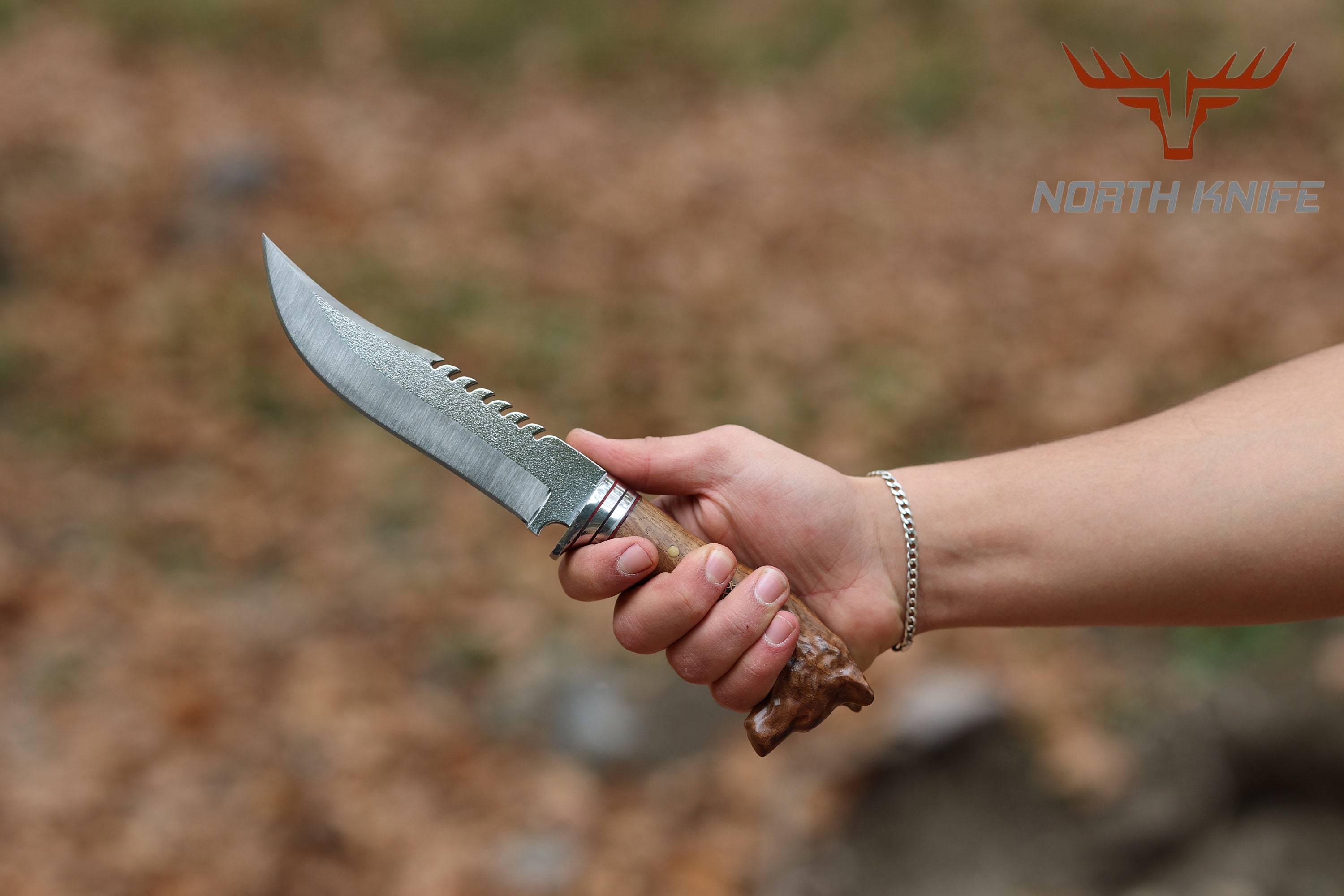 Personalized Knife Wolf-headed Wolf Embroidered Handmade Hunting Knife ...