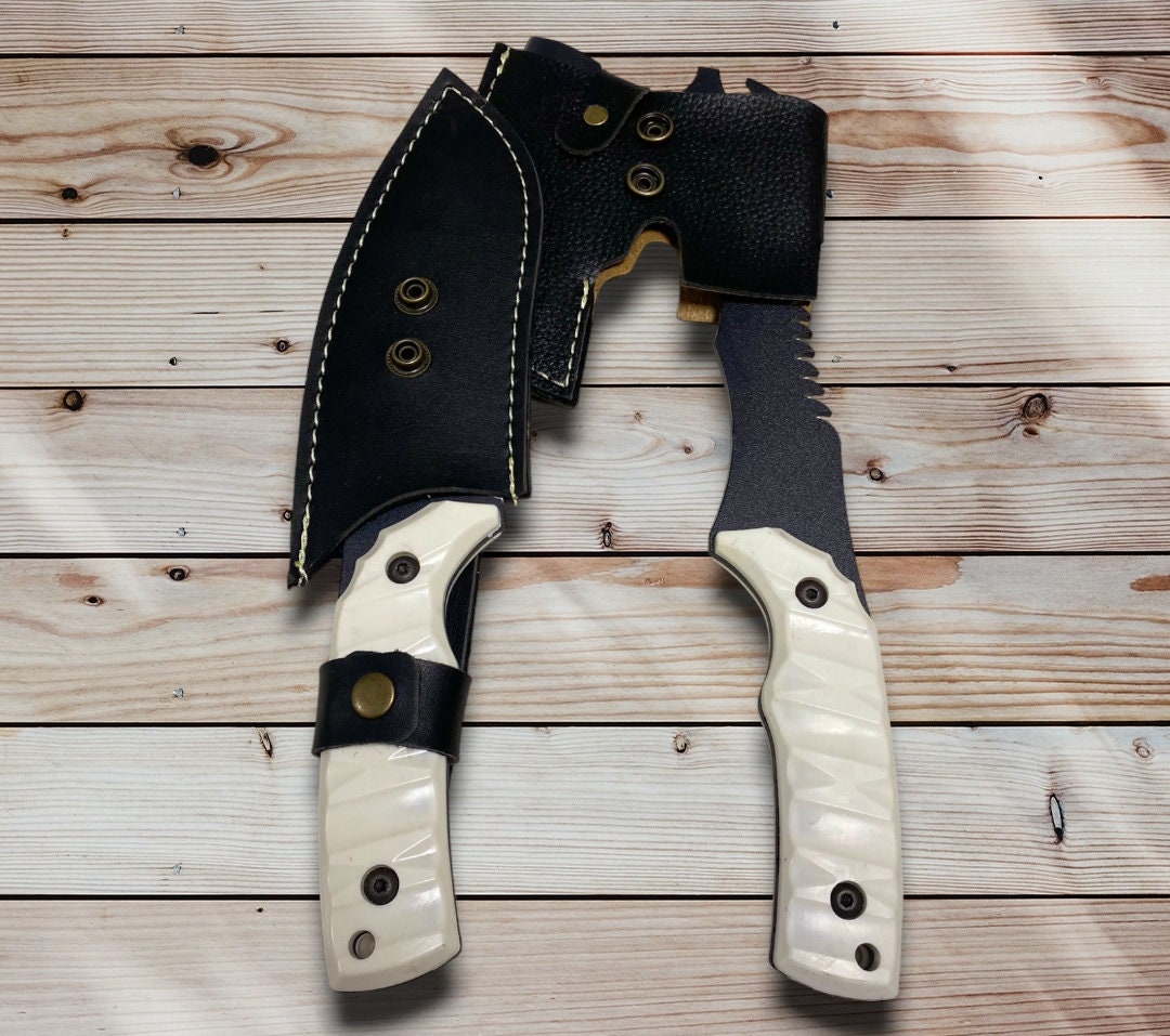 Hunting Knife and Axe Handmade Survival Tool Personalized Knife Carved ...
