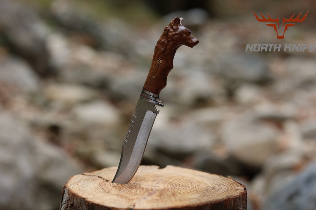 Personalized Knife Wolf-headed Wolf Embroidered Handmade Hunting Knife ...