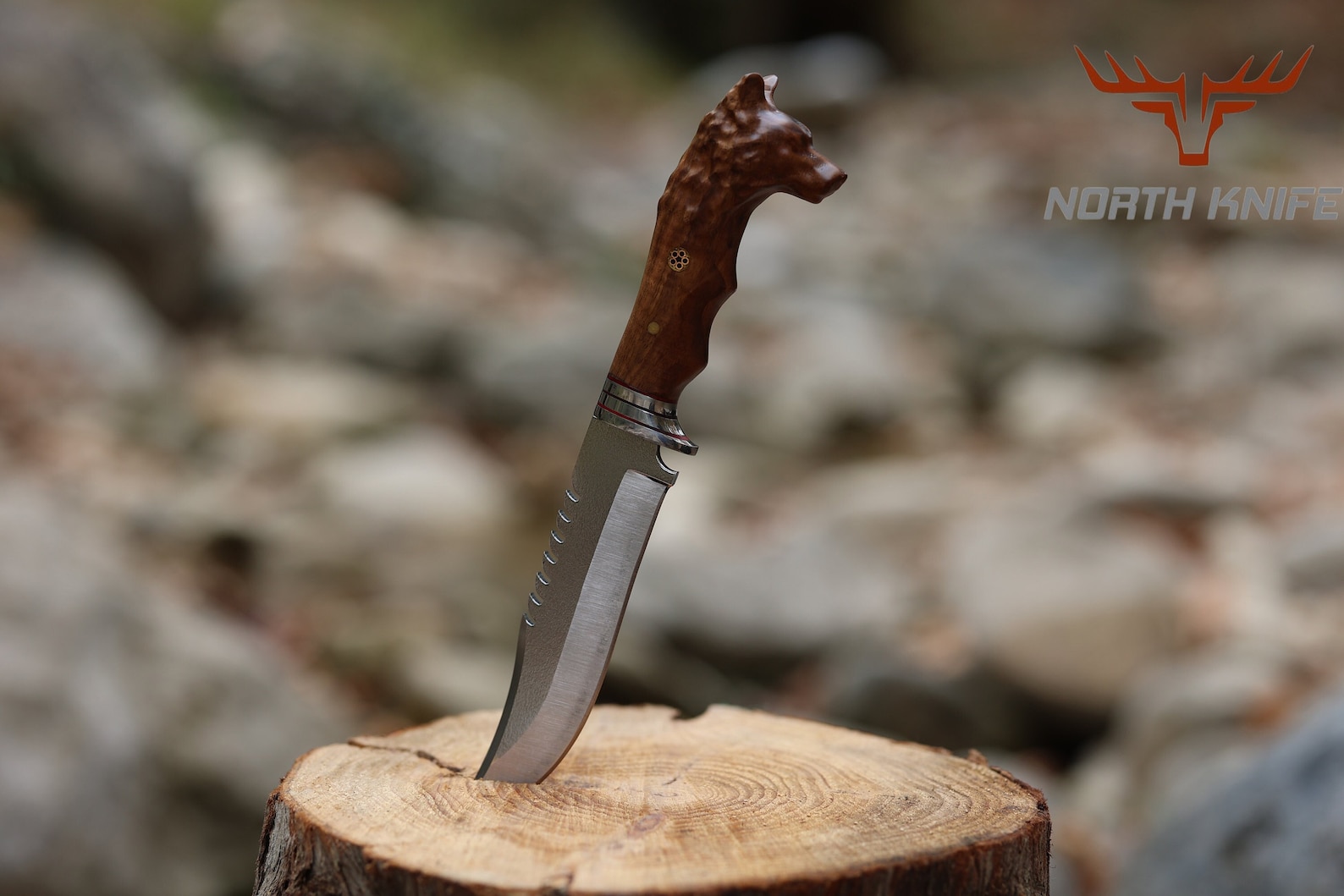 Personalized Knife Wolf-headed Wolf Embroidered Handmade Hunting Knife ...