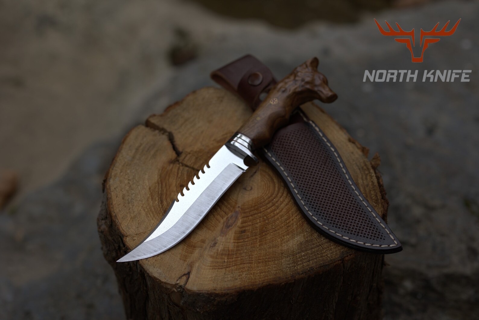 Personalized Knife Wolf-headed Wolf Embroidered Handmade Hunting Knife ...