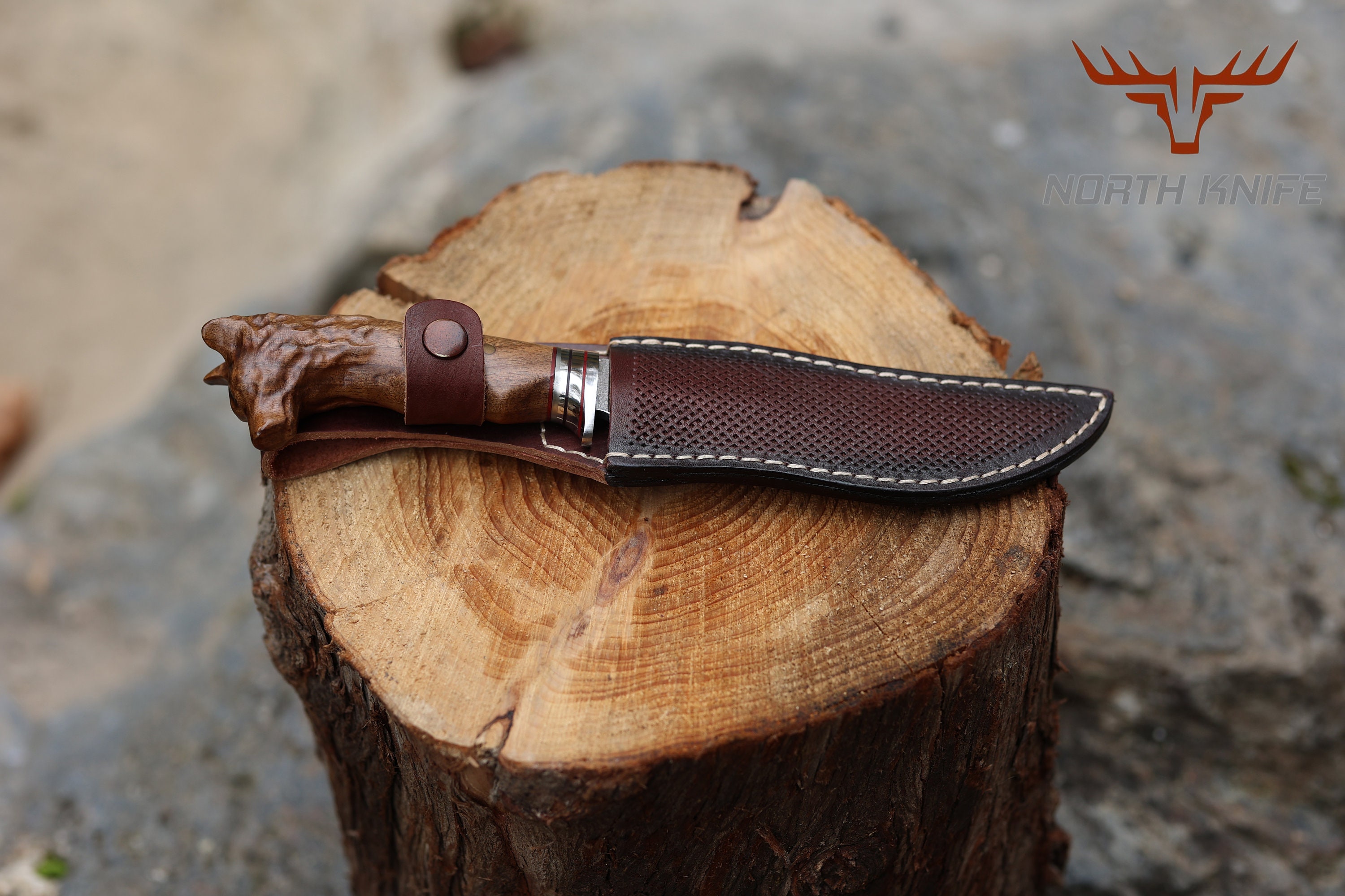 Personalized Knife Wolf-headed Wolf Embroidered Handmade Hunting Knife ...