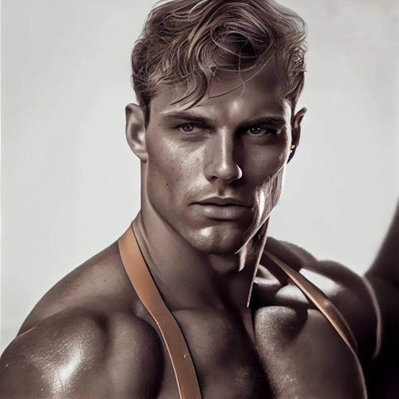 Gorgeous Gay Sensual Art Hunk, Sweaty, Faceshot, Masculine, Blonde ...