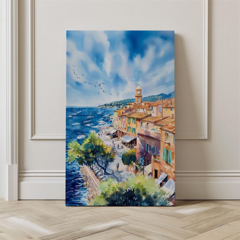 Watercolor France St Tropez Print Wall Art Travel Poster, Europe Wall ...