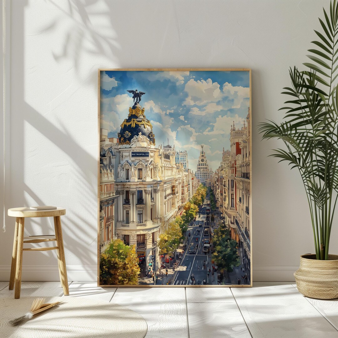Watercolor Madrid Print: Metropolis Building, Spain Travel Poster ...