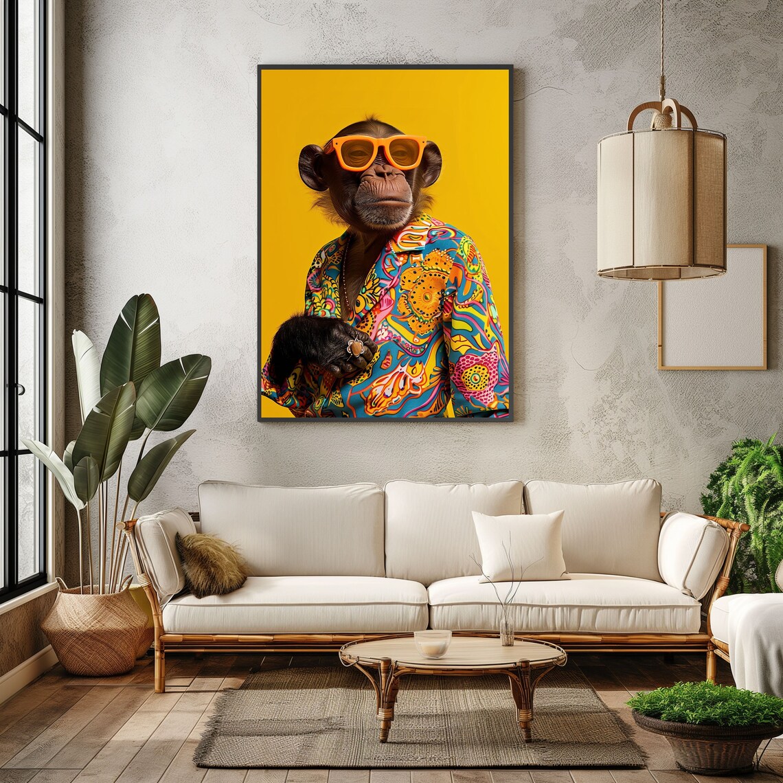 Hippie Monkey Animals Poster Printable Wall Art Home Decor, Colorful ...