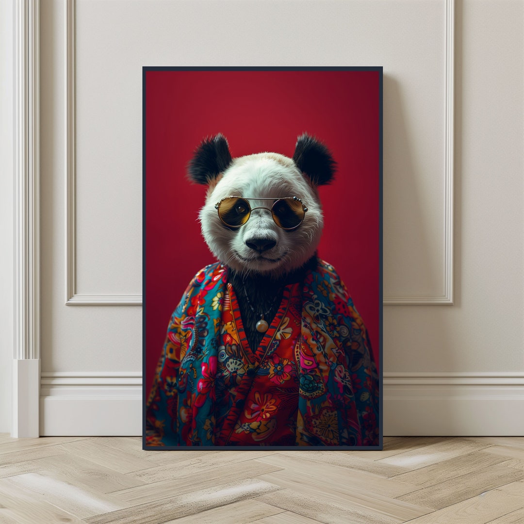 Hippie Panda Animal Portrait Poster Printable Wall Art Home Decor ...