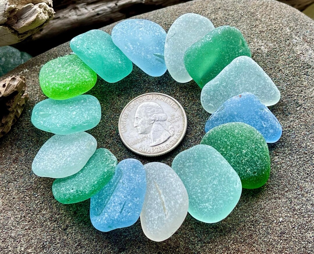 Натуральное морское стекло A102 комплект 14шт - Etsy