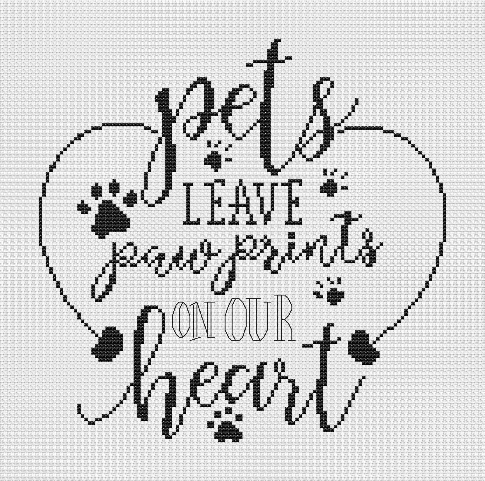 Pets Leave Paw Prints on Our Heart Cross Stitch Pattern Modern, Animals ...