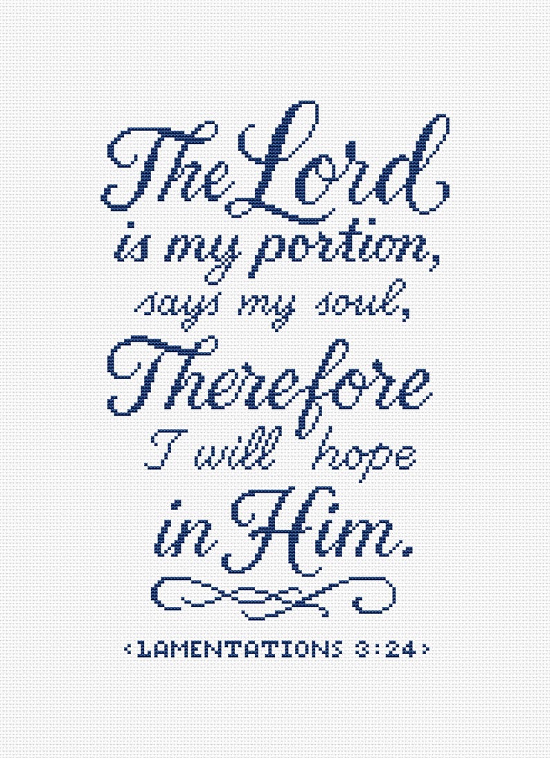 Bible Verse Cross Stitch Pattern, Christian Quote PDF, Lamentations 3: ...