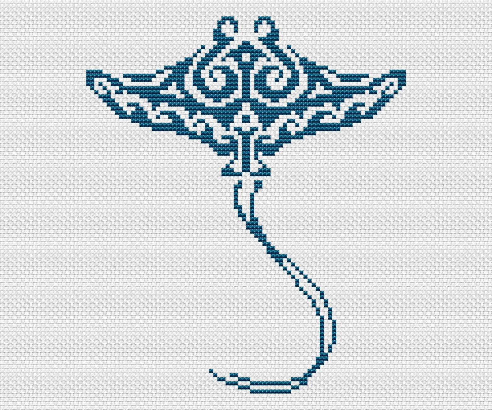 Manta Ray Embroidery Design, Mandala Cross Stitch Pattern PDF, Stingray ...