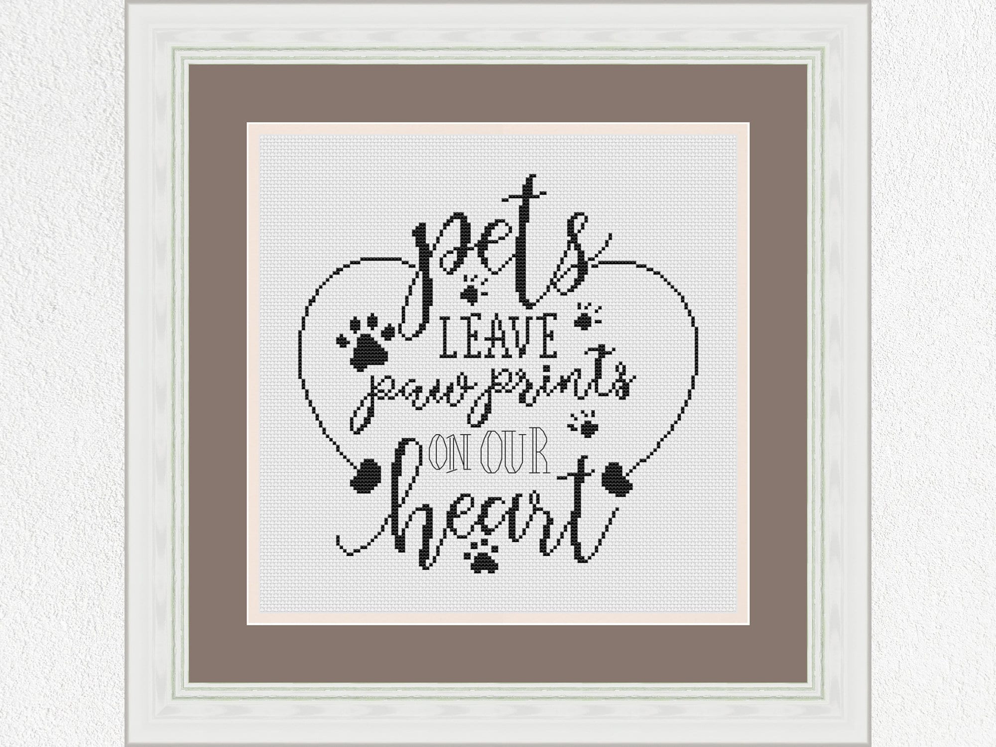 Pets Leave Paw Prints on Our Heart Cross Stitch Pattern Modern, Animals ...