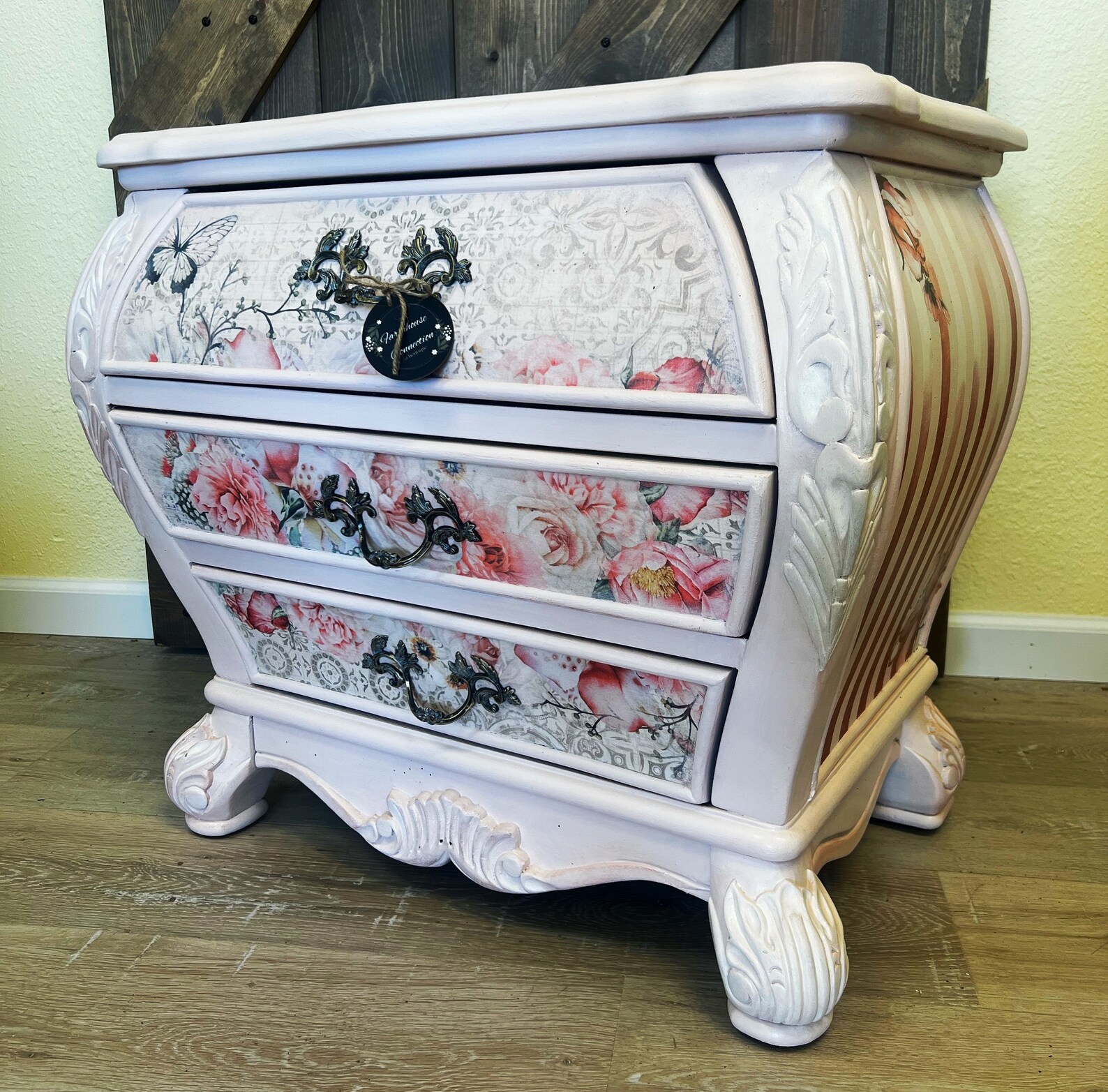 Painted Bombe Chest, Pale Pink & Coral, AURORA - Etsy