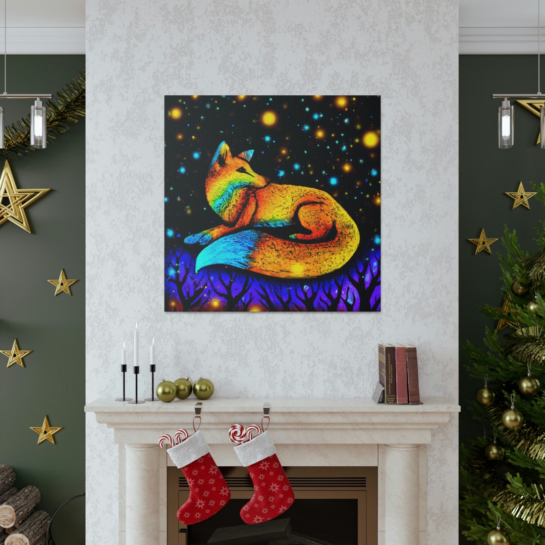 Fox Canvas Wrap , Starry Night Theme , Space Fox , Outerspace Aesthetic ...