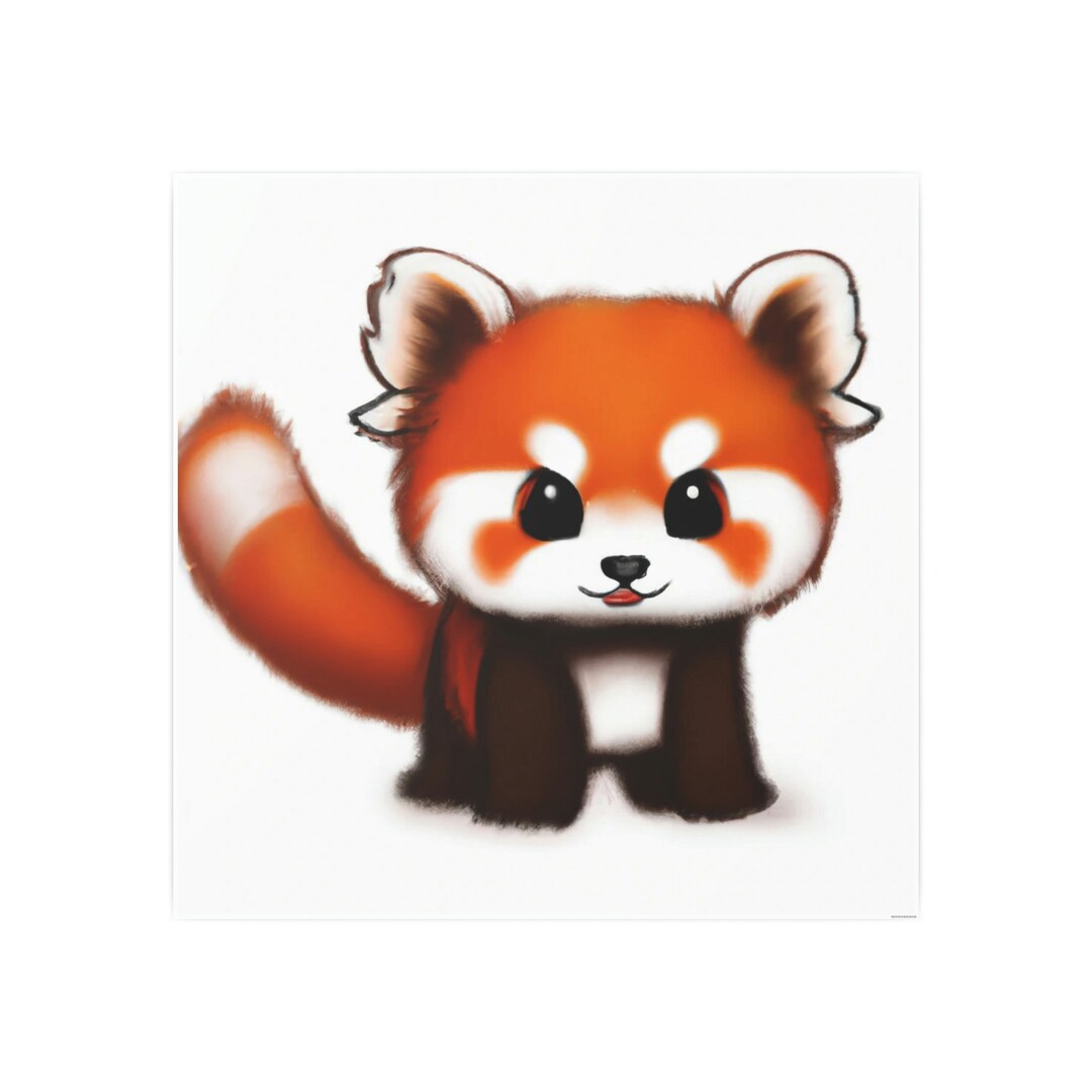 Chibi Red Panda Poster , Wall Decor , Cute Red Panda Painting , Baby ...