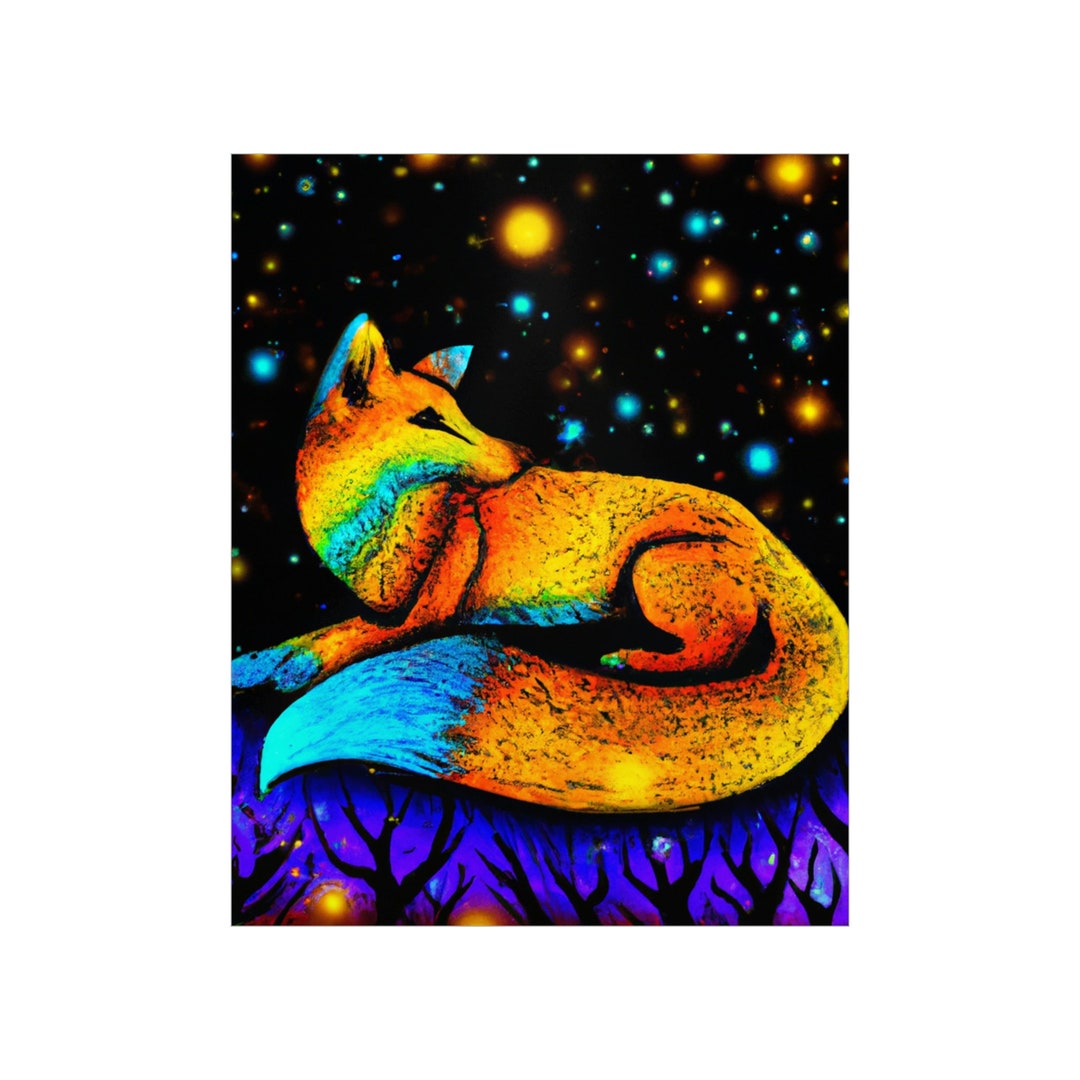 Fox Poster , Starry Night Theme , Space Fox , Outerspace Aesthetic ...