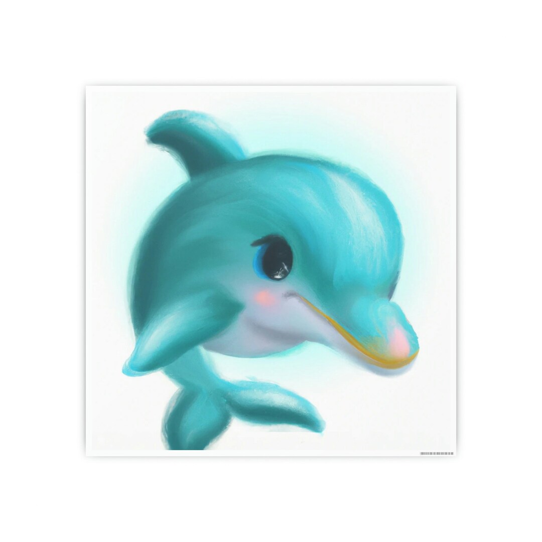 Chibi Dolphin Poster , Wall Decor , Cute Dolphin Painting , Baby ...
