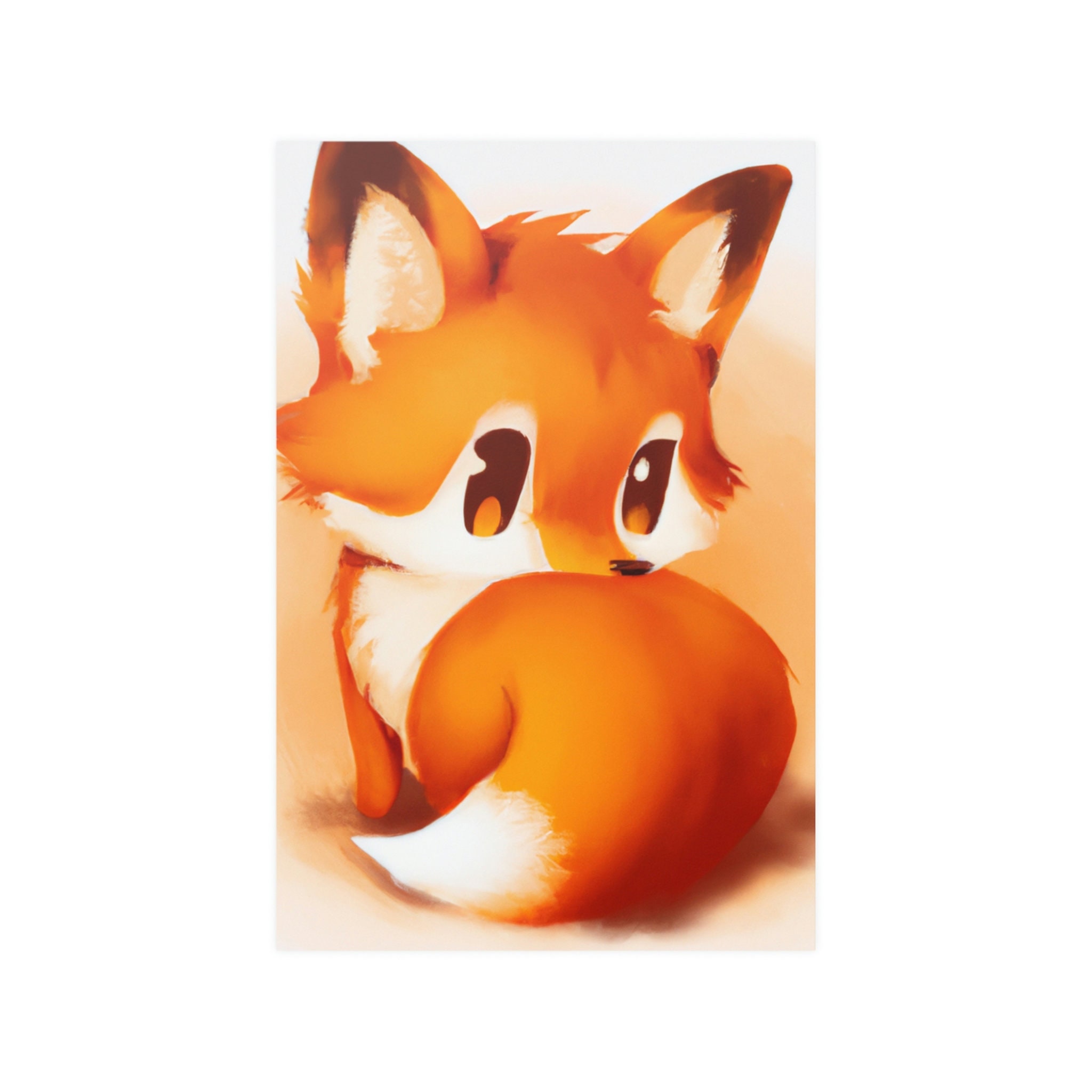 Chibi Fox Poster Fox Wall Decor Cute Fox Painting Baby - Etsy