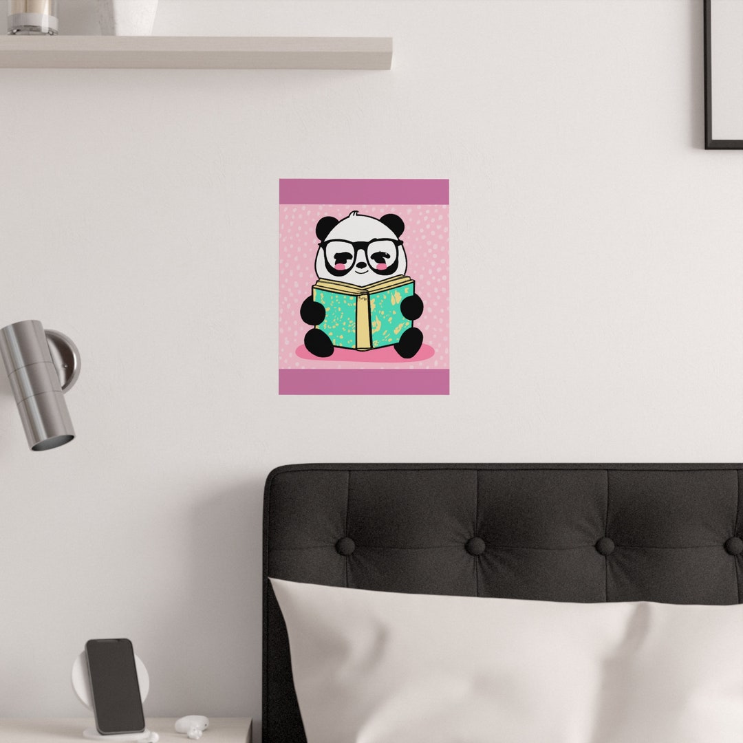 Reading Panda Poster, Nerdy Panda Poster , Panda Art Poster , Cute ...