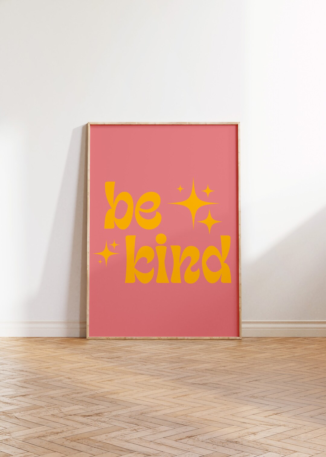 Be Kind Pink Wall Decor, Printable Minimalist Colorful Art, 70's Print ...