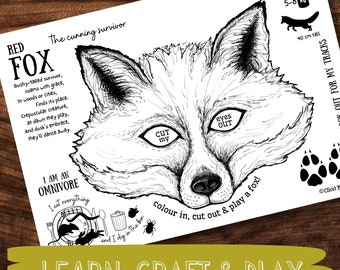 Fox Mask - Printable Craft Kit - Kid's Party Activity - DIY Costume - Etsy
