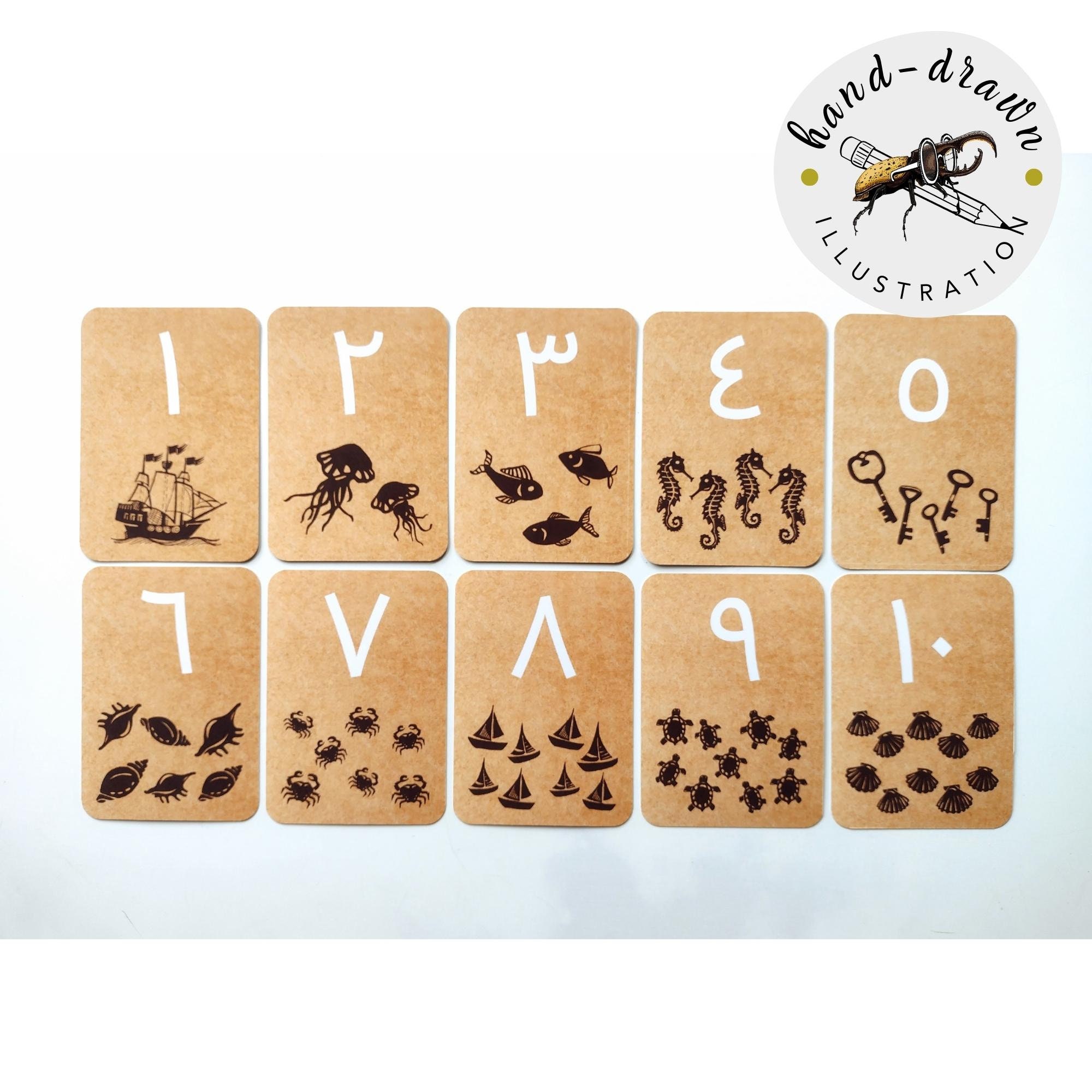 Numbers 1-10 ARABIC Flash Cards | Arabic Montessori Math Counting ...