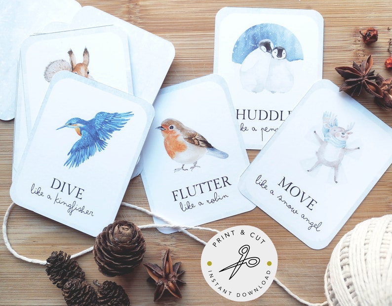 Winter Activity Movement Cards | Active Game for Kids, Animal Action ...