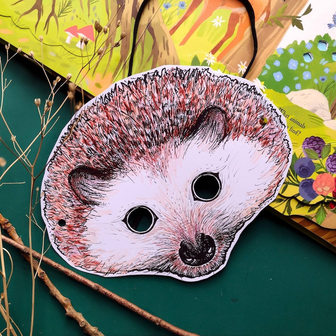 HEDGEHOG Mask Hand Illustrated | Printable Hedgehog Paper Mask ...