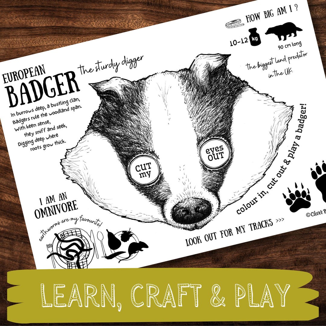 Badger DIY Mask | Printable Papercraft Mask, Forest Kid's Birthday ...
