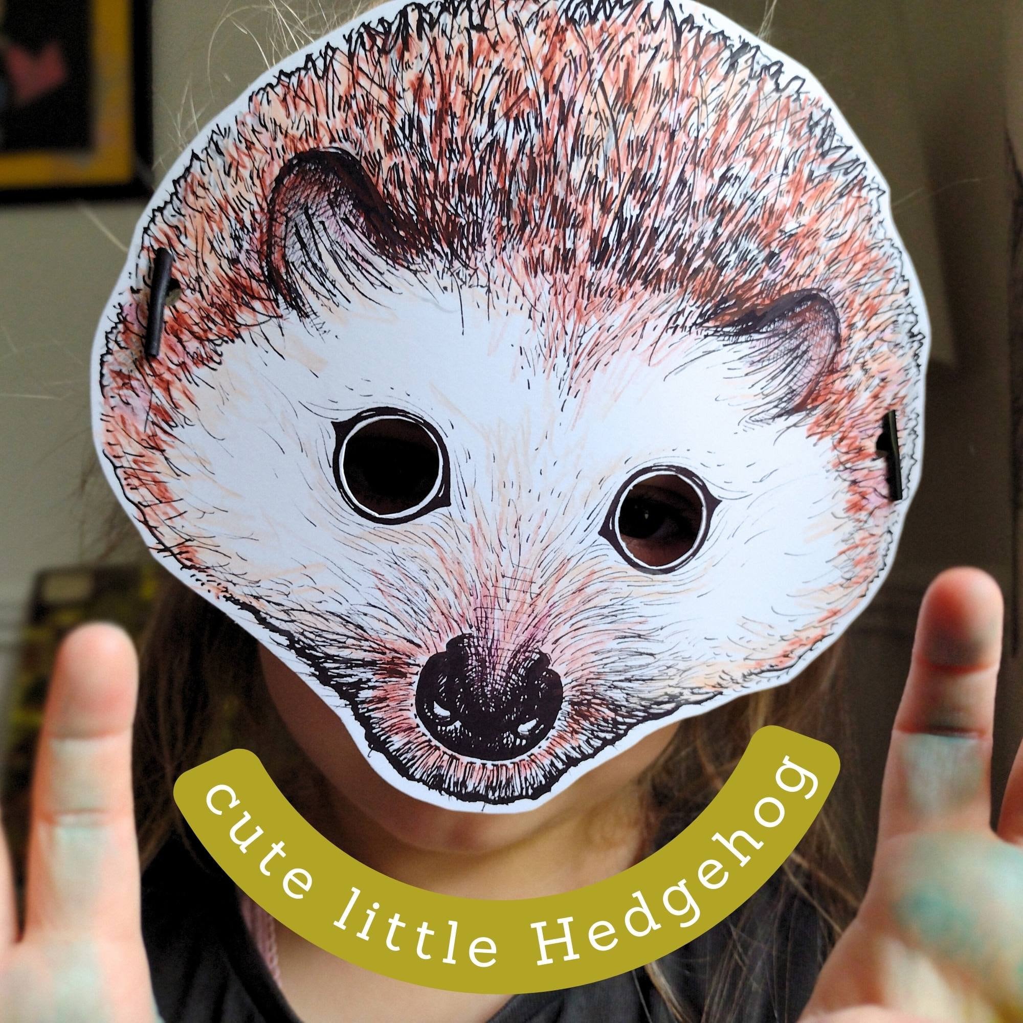 HEDGEHOG Mask Hand Illustrated Printable Hedgehog Paper Mask, Hedgehog ...