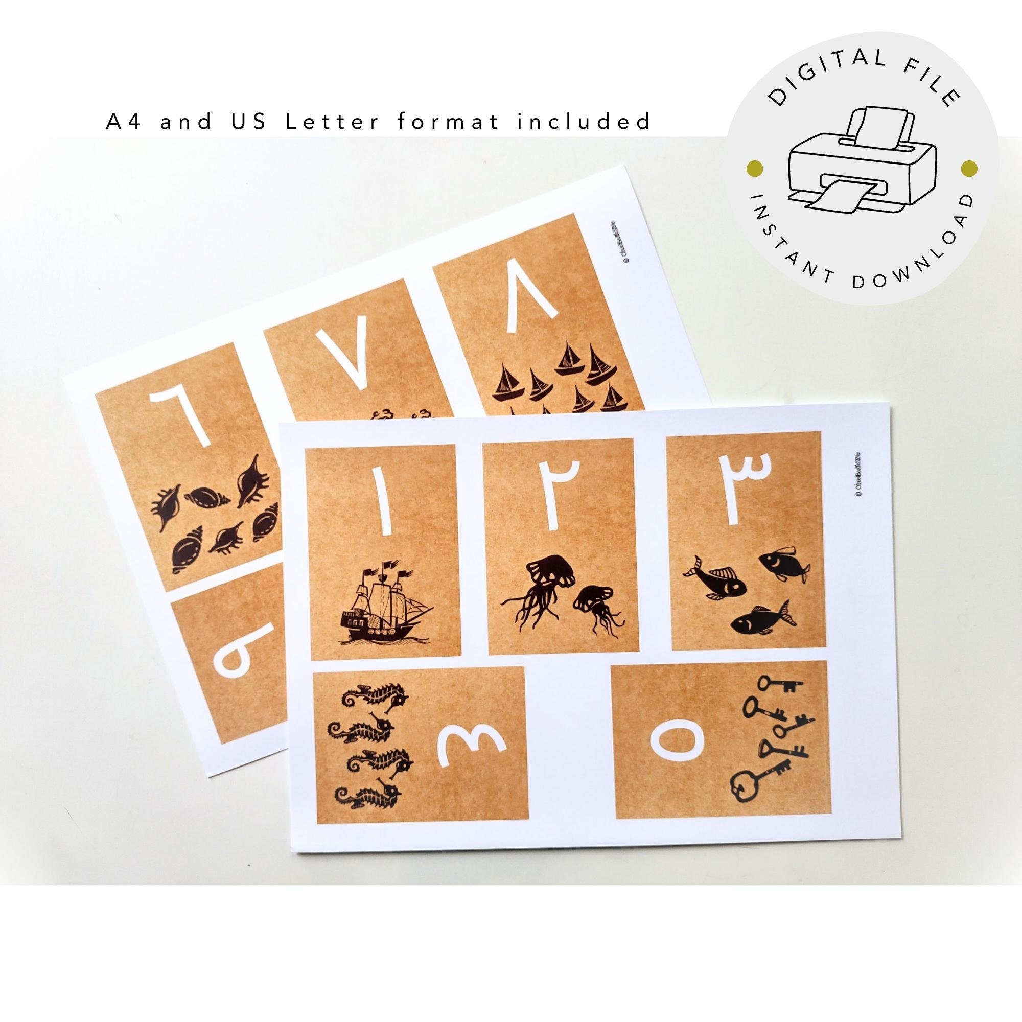 Numbers 1-10 ARABIC Flash Cards | Arabic Montessori Math Counting ...