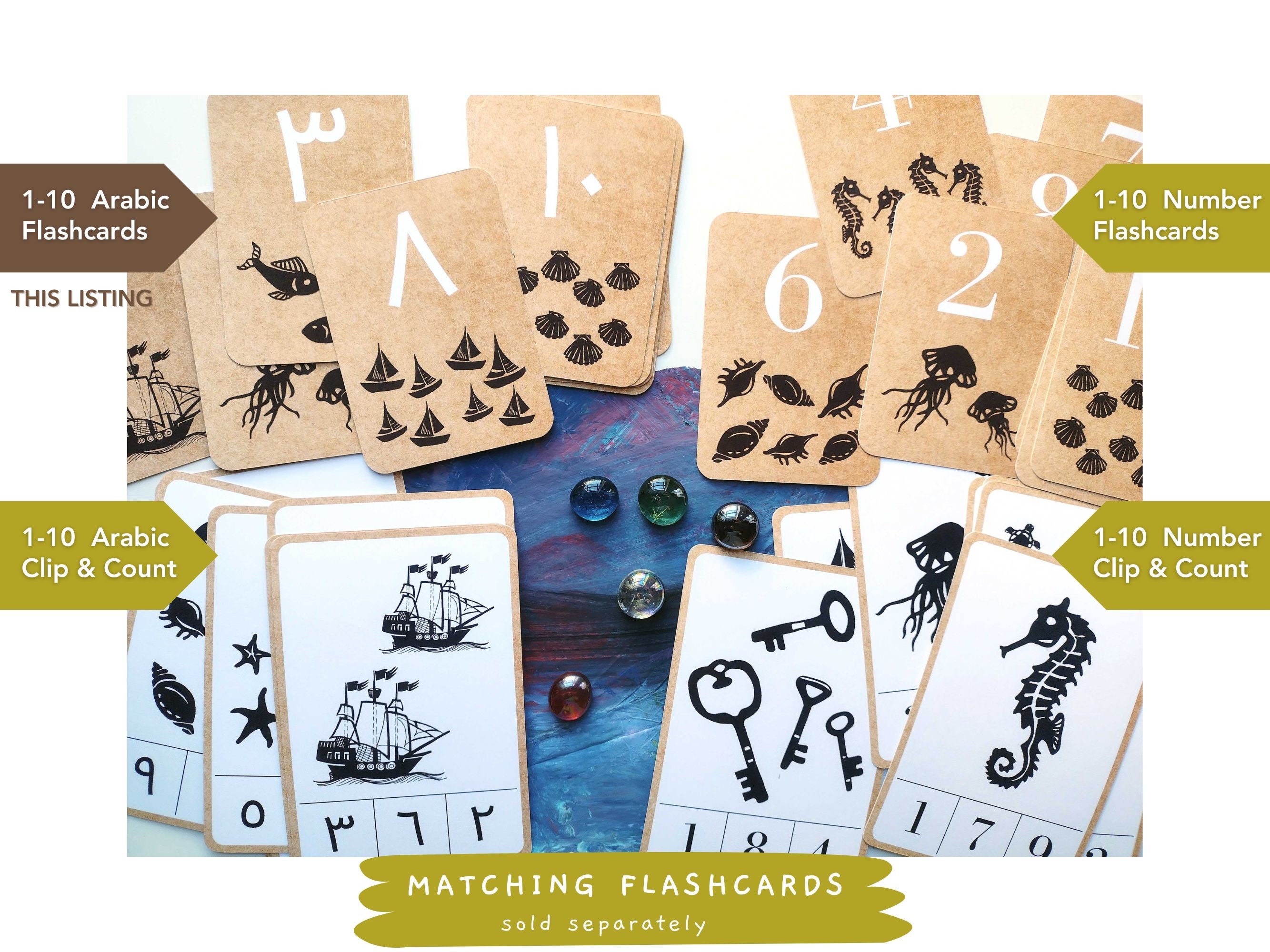 Numbers 1-10 ARABIC Flash Cards | Arabic Montessori Math Counting ...