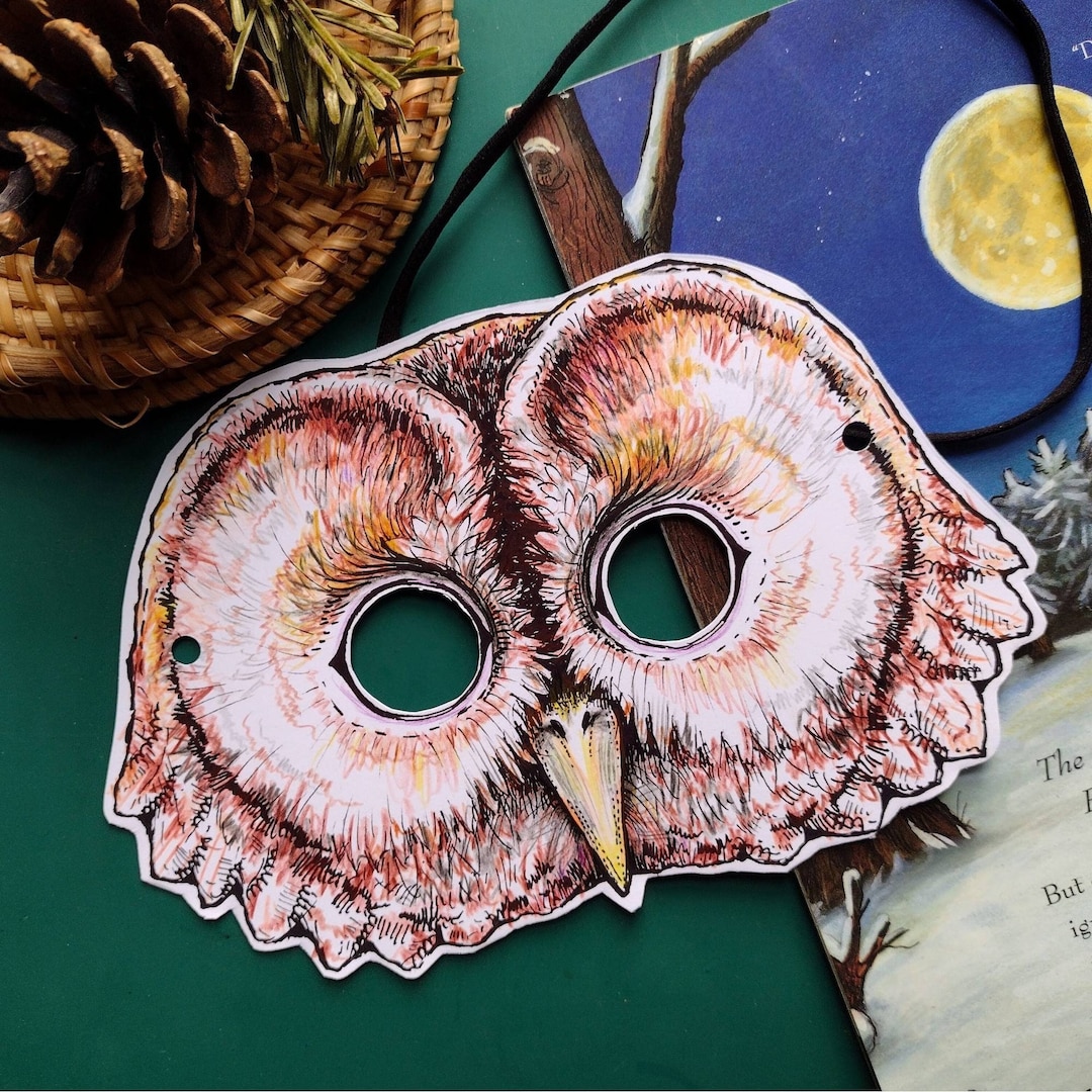 TAWNY OWL Mask Hand Illustrated | Owl Printable Mask, Owl Costume ...