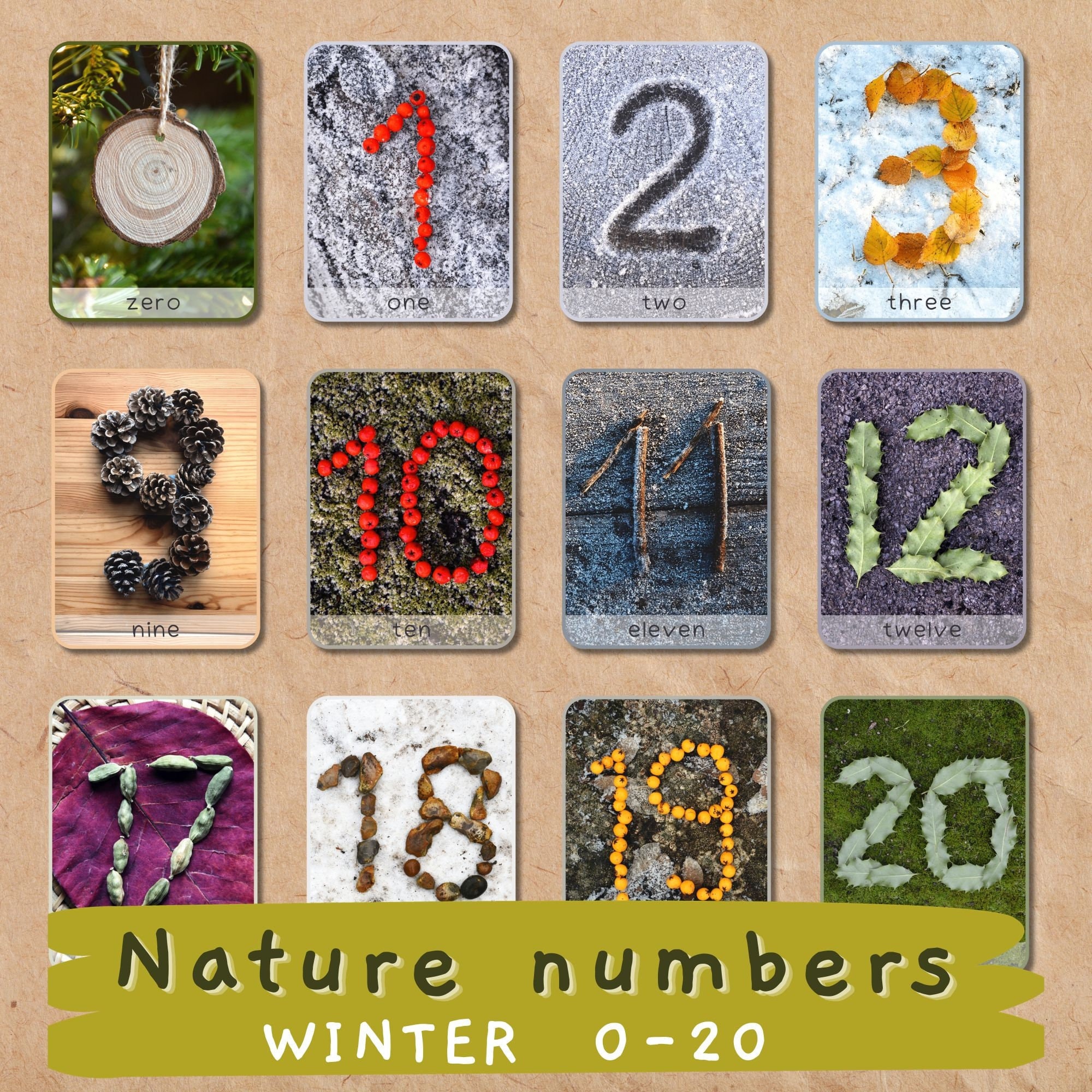Nature Number Cards 0-20 | Outdoor Education, Forest School Activity ...