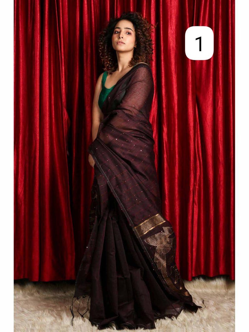 Pure Handloom Sequence Saree for Indian Women Traditional and Ethnic ...