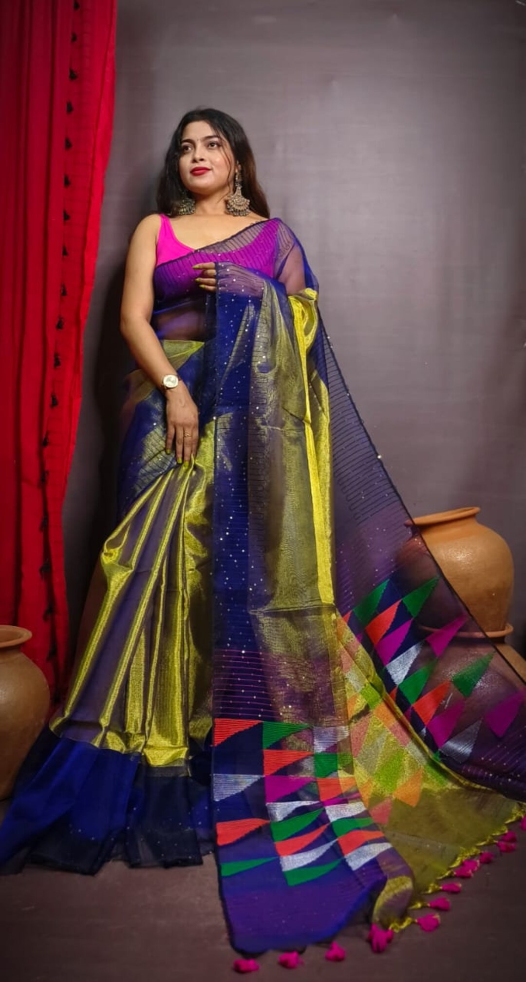 Pure Handloom Tissue Moslin Saree for Indian Women Traditional and ...